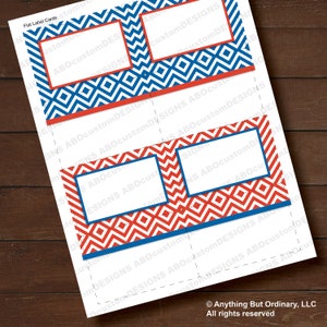 Red, White and Blue Chevron Label Cards | Editable Chevron Favor Tags ...