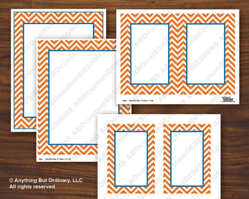 Editable Party Signs Printable Chevron Wall Signs in Orange - Etsy