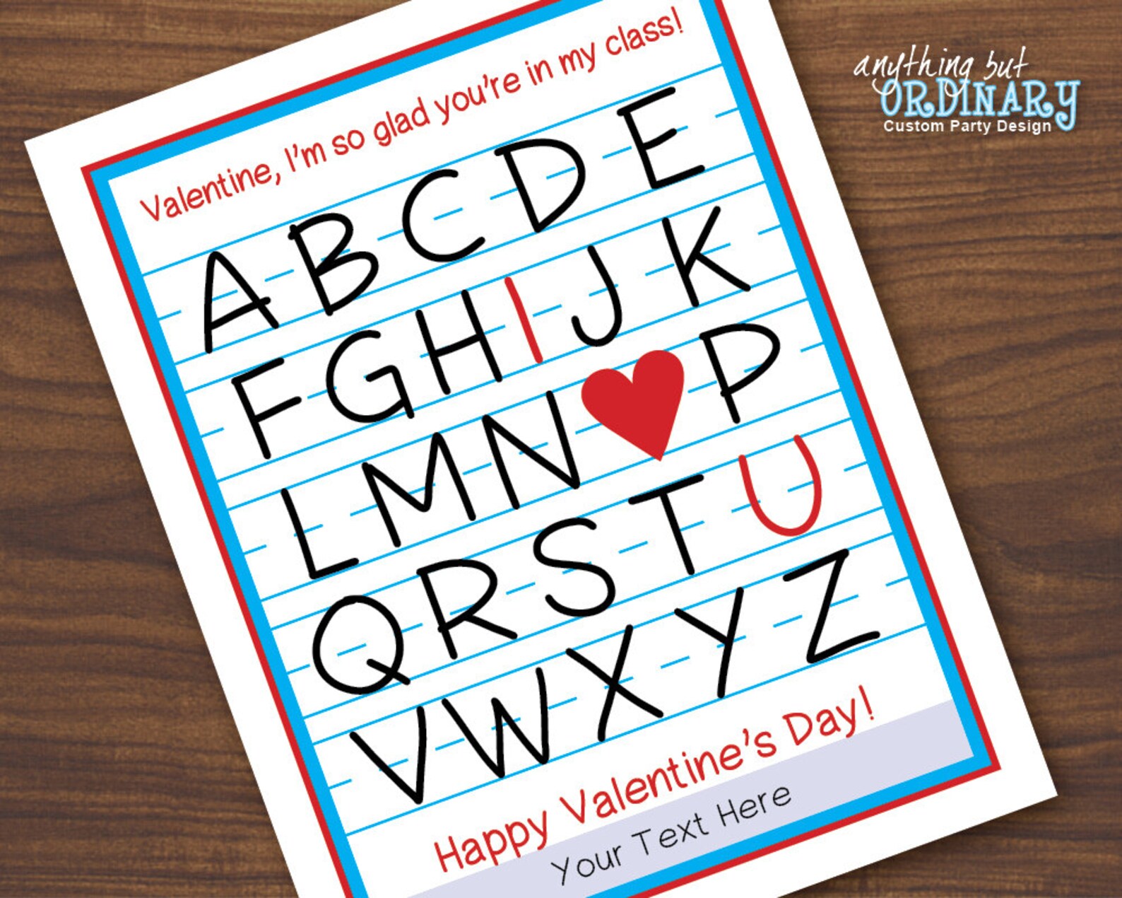 Alphabet Valentine Cards Editable ABC I Heart U Valentines | Etsy
