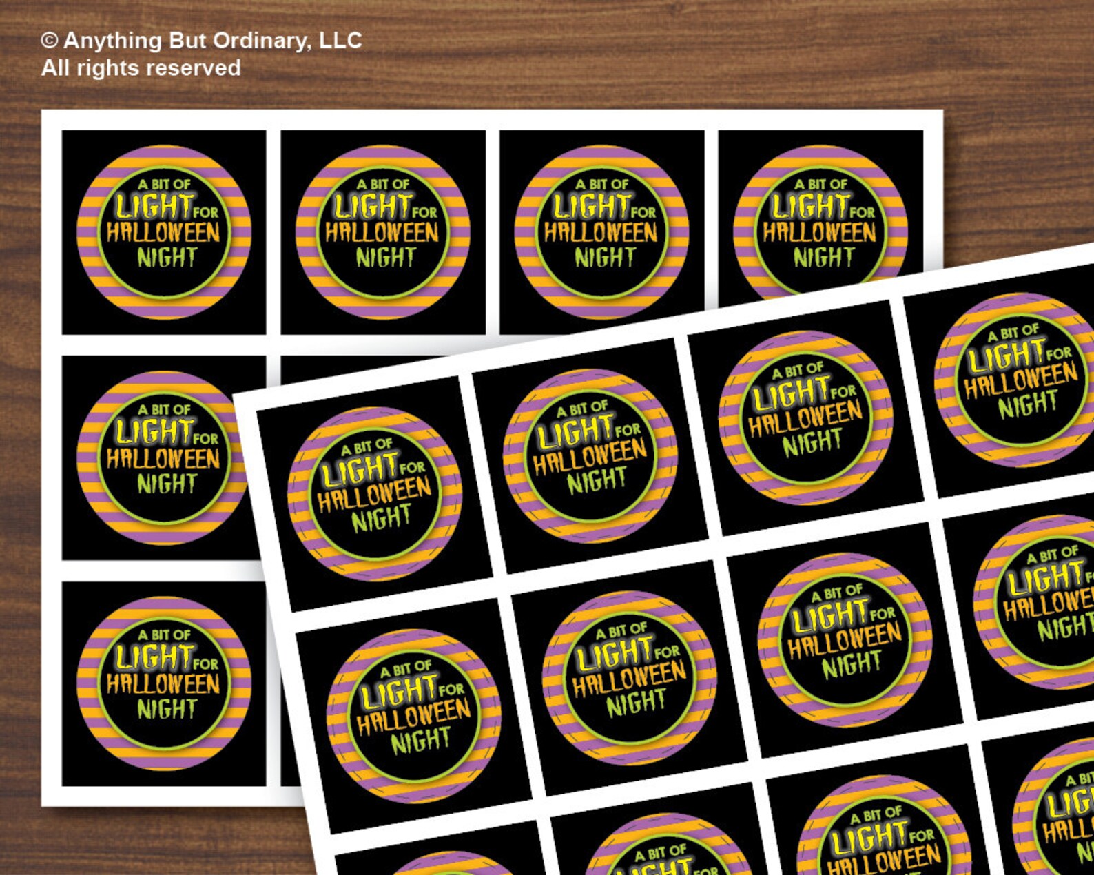 Halloween Glow Stick Labels Circle Favors INSTANT DOWNLOAD - Etsy