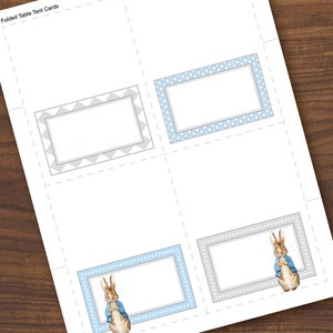 DIY Peter Rabbit Gray and Blue Editable Table Tents, INSTANT DOWNLOAD ...