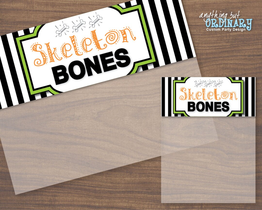 Skeleton Bones Halloween Bagtoppers, Editable Treat Bag Labels, INSTANT ...