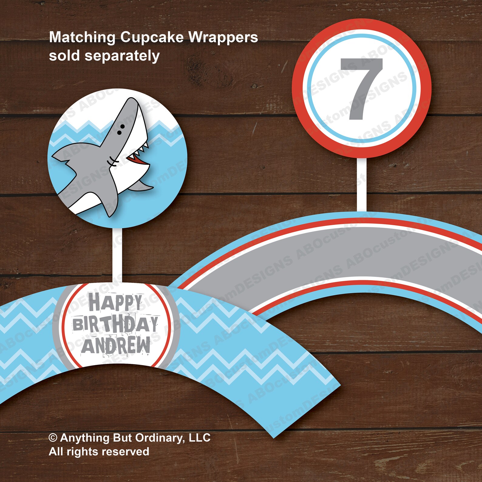 Personalized Shark Party Cupcake Toppers Printable Shark - Etsy