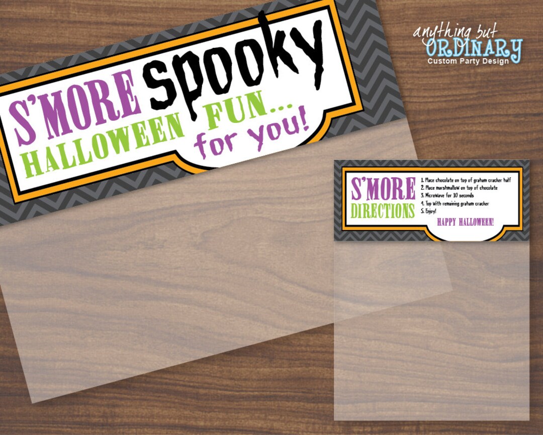 Halloween Smore Spooky Bag Toppers, Editable Treat Bag Labels, INSTANT ...