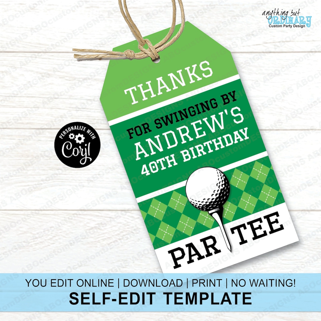 EDITABLE Golf Party Gift Tags | Printable Golf Partee Thank You Tags ...