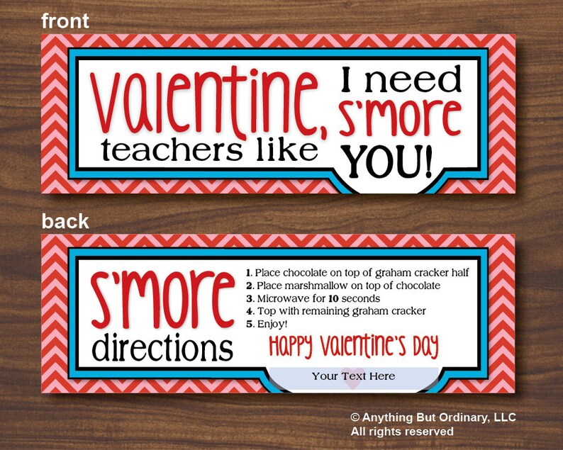 Teacher Valentine S'more Bag Toppers, Editable Valentines Smore ...