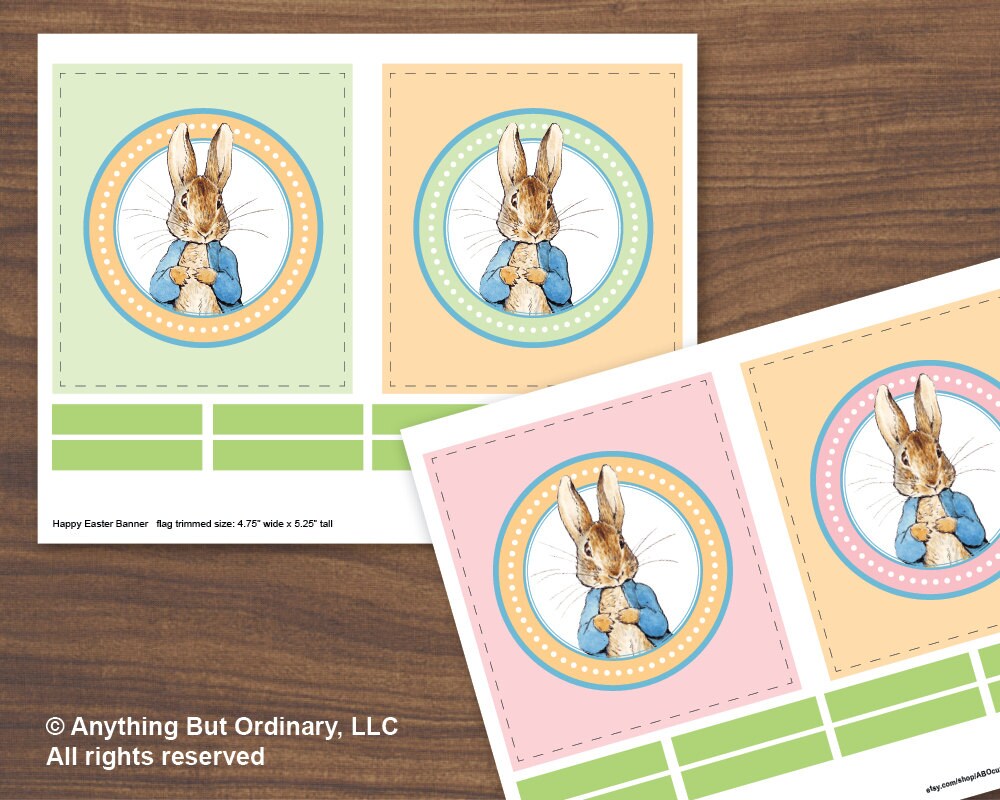 Happy Easter Banner DIY Peter Rabbit Banner INSTANT DOWNLOAD | Etsy