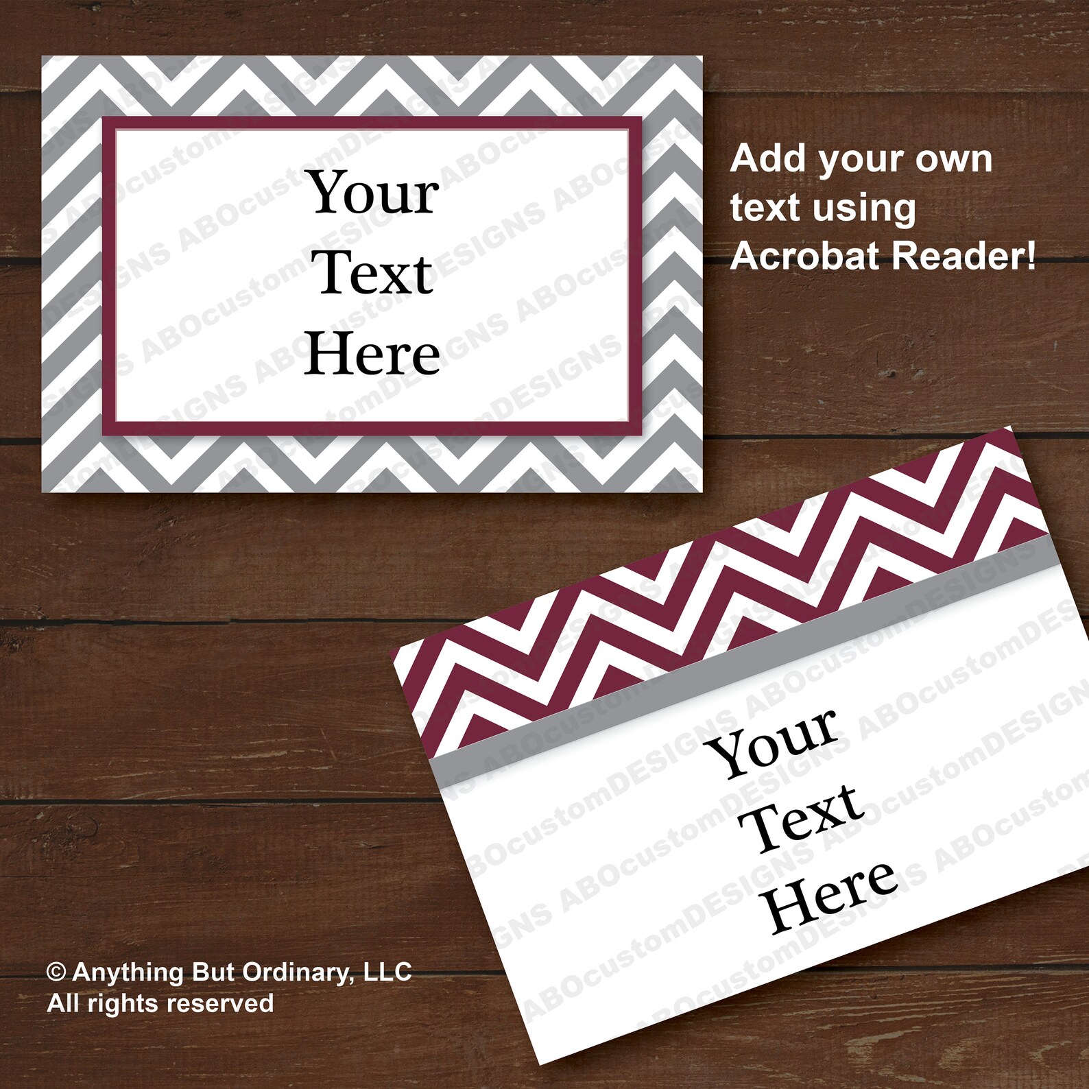 Editable Maroon and Gray Label Cards / Printable Chevron Favor Tags ...