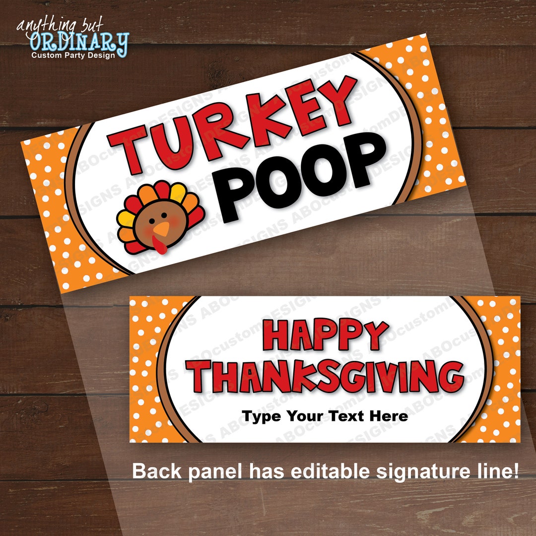 Turkey Poop Printable Treat Bag Labels | Editable Thanksgiving Bag ...