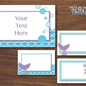 Editable Mermaid Label Cards, Large Flat Labels. INSTANT DOWNLOAD ...