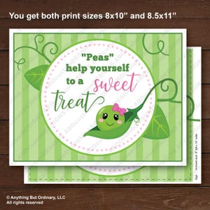 Girl's Sweet Pea Treat Sign | Printable Sweet Treat Dessert Pink Table ...