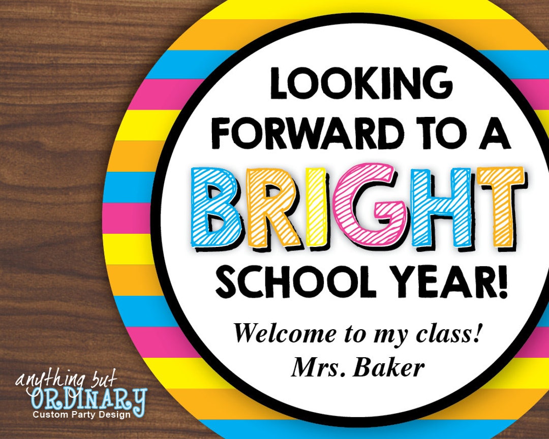 Bright New School Year Gift Tags, DIY Circle Labels for Teachers ...