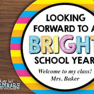Bright New School Year Gift Tags, DIY Circle Labels for Teachers ...