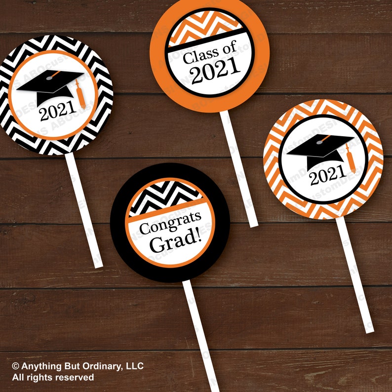 Printable 2021 Graduation Party Pack Black and Orange - Etsy