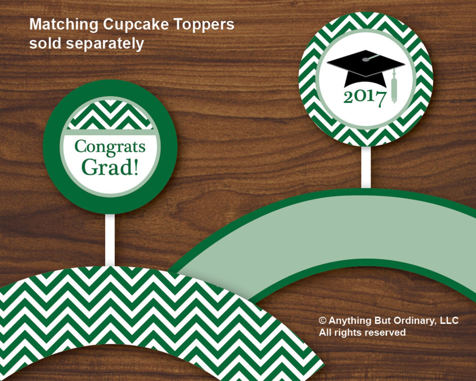 Chevron Green and White Party Cupcake Wrappers Printable - Etsy