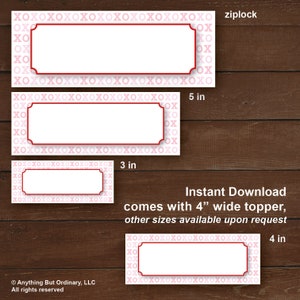 EDITABLE Message XOXO Bag Toppers, Printable Hugs and Kisses Valentine ...