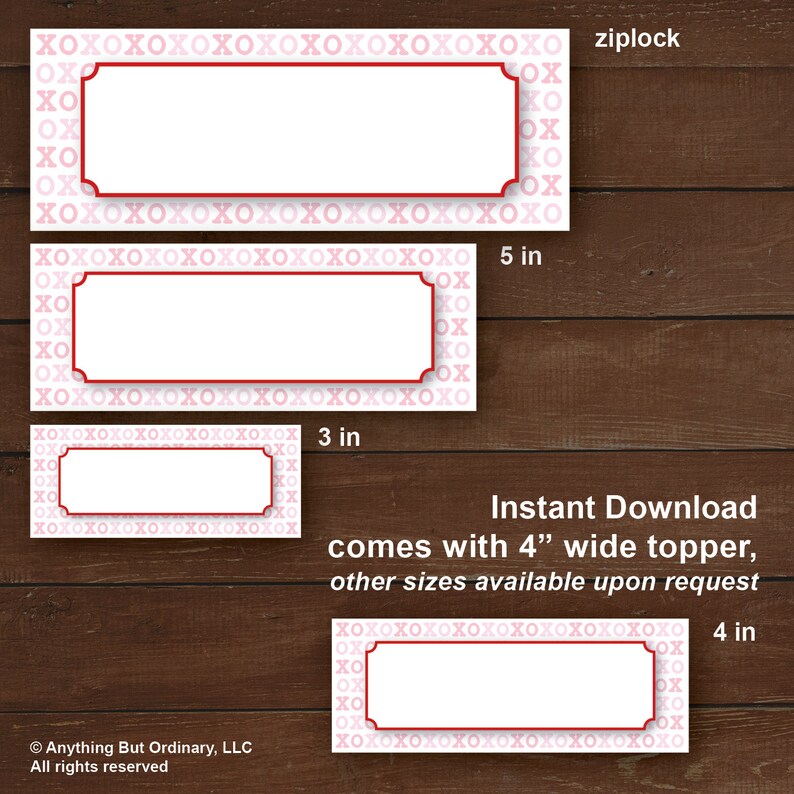 EDITABLE Message XOXO Bag Toppers, Printable Hugs and Kisses Valentine ...