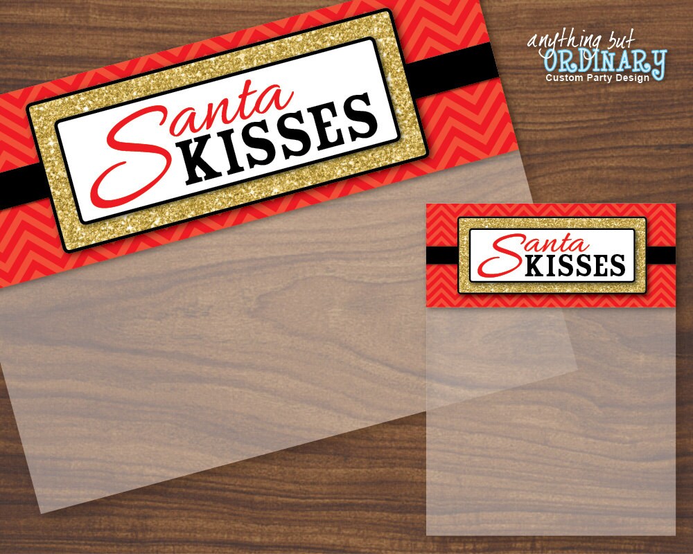 Santa Kisses Bag Toppers DIY Christmas Treat Bag Editable | Etsy