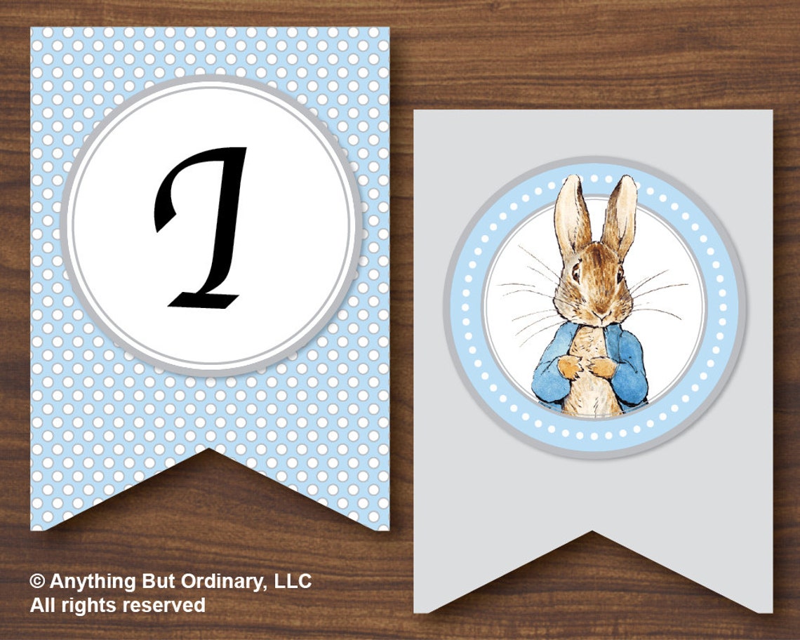 It's A Boy Peter Rabbit Banner in Blue and Gray - Etsy