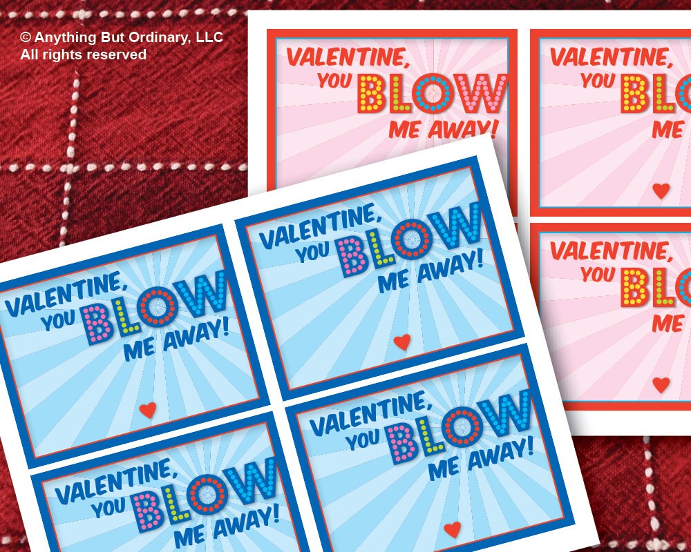 Printable Bubbles Valentine Blow Me Away Valentine Cards | Etsy