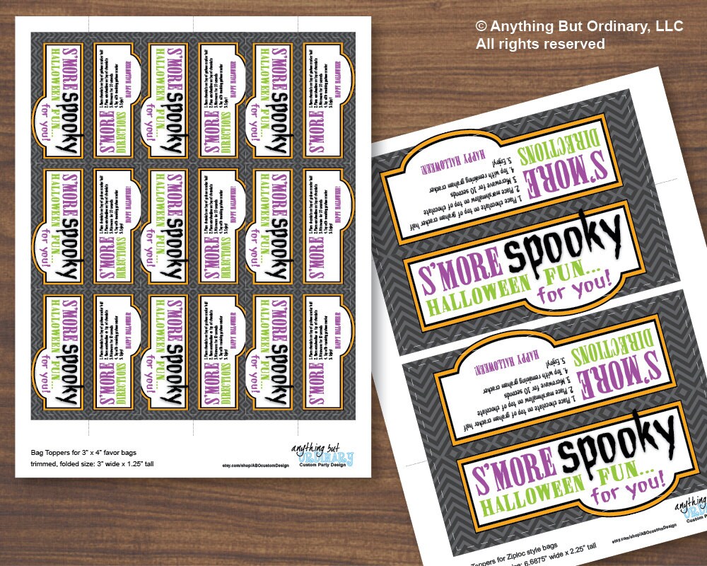 Halloween Smore Spooky Bag Toppers Editable Treat Bag Labels - Etsy