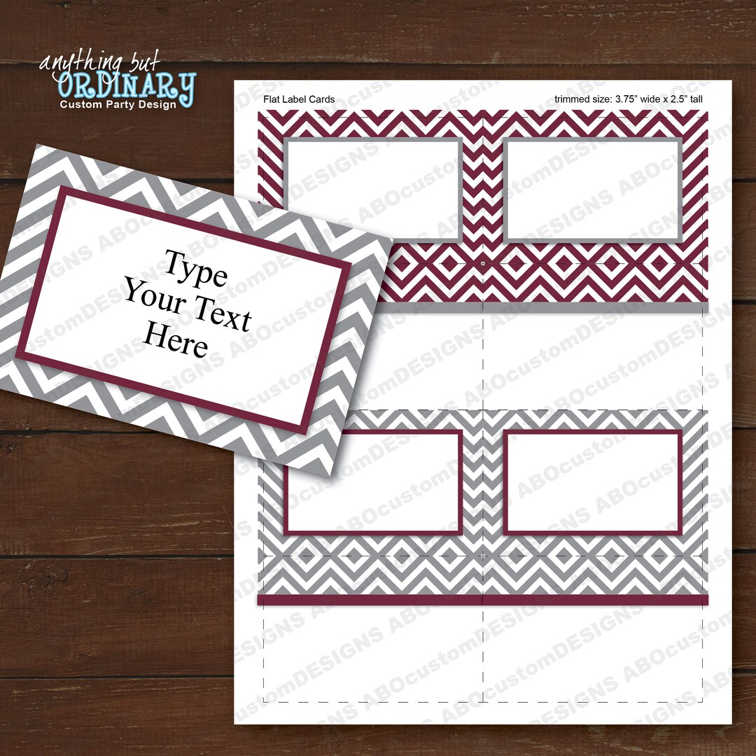 Editable Maroon and Gray Label Cards / Printable Chevron Favor Tags ...