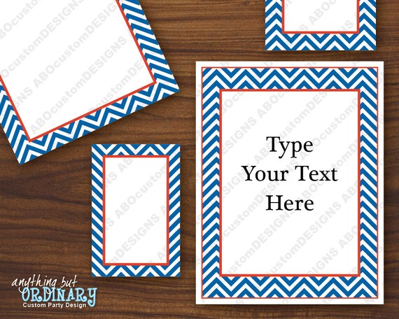 Editable Party Signs in Red White and Blue Printable Chevron | Etsy