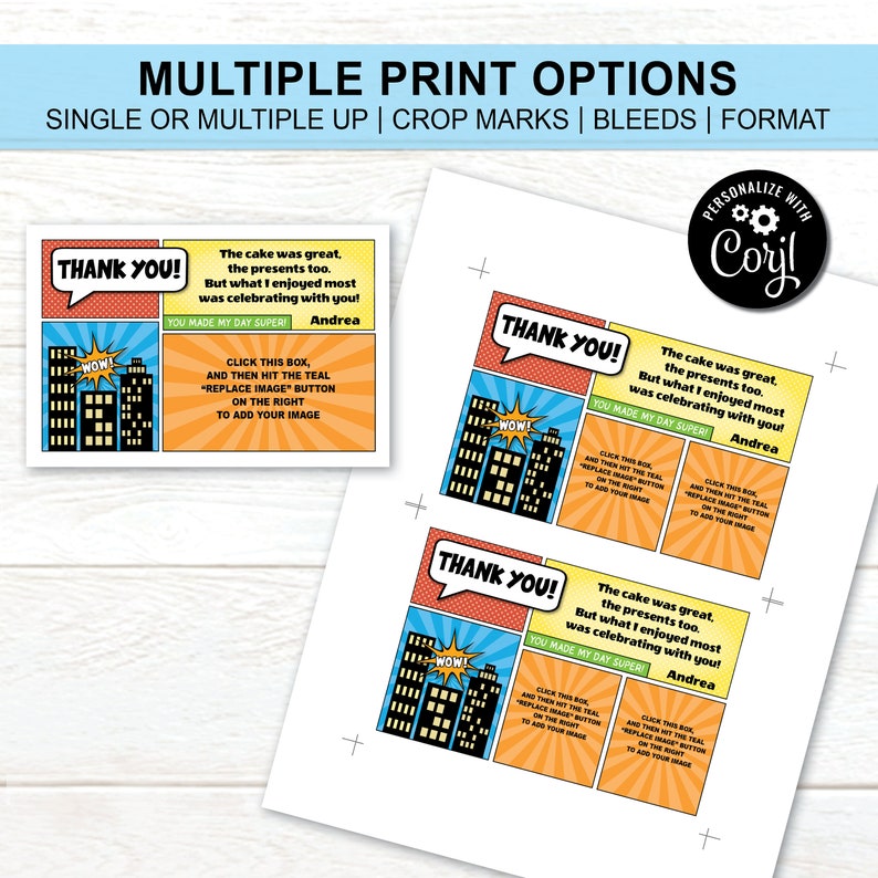 EDITABLE Superhero Photo Thank You Note Printable Super Hero - Etsy