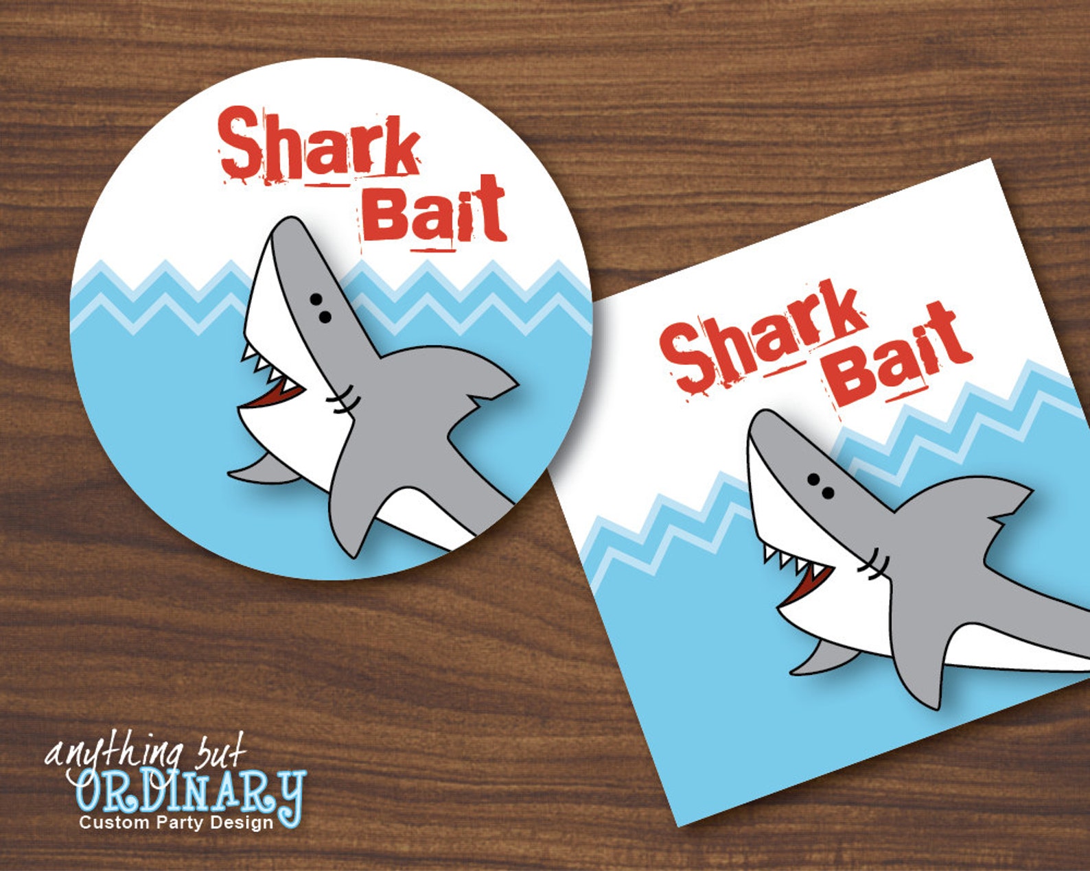 Shark Bait Favor Tags | Printable Round Shark Labels | INSTANT DOWNLOAD ...