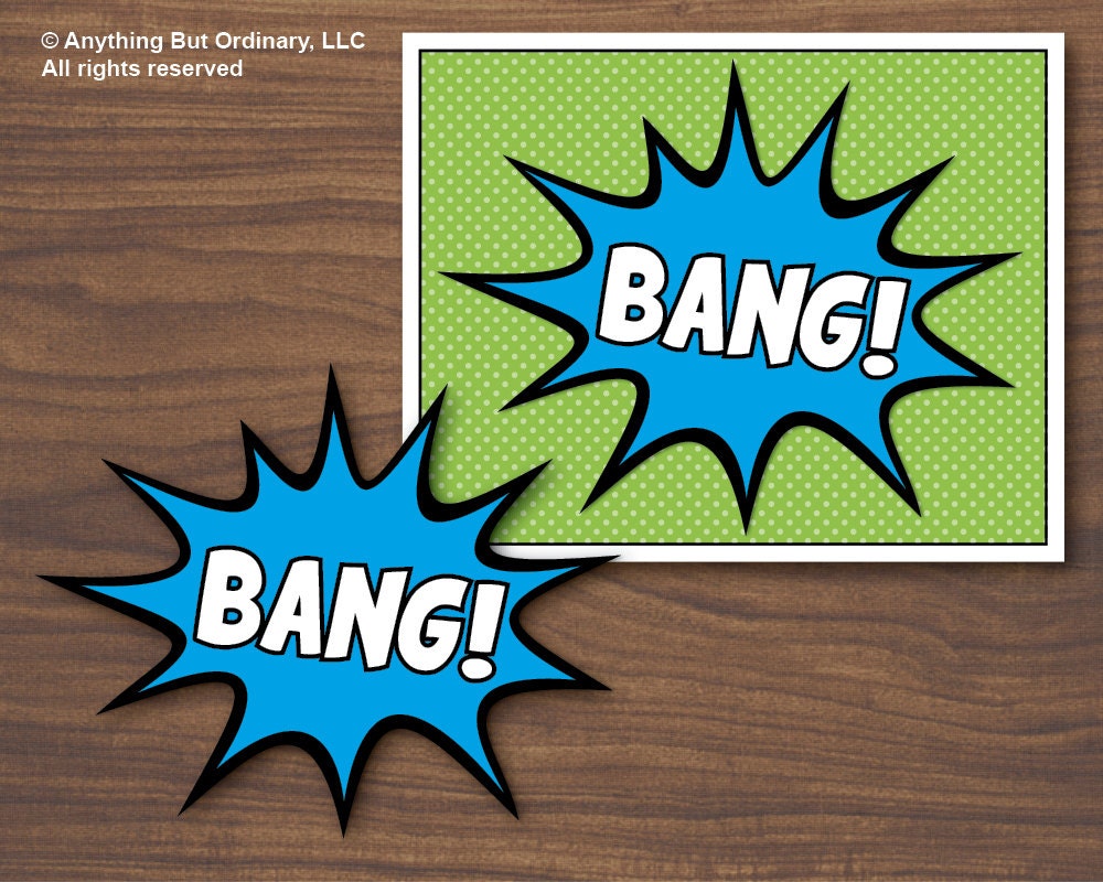 Superhero Party Signs Action Word Explosion Cut Outs INSTANT | Etsy