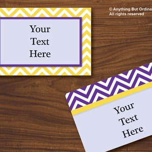 Purple and Yellow Label Cards, Editable Chevron Favor Tags, INSTANT ...