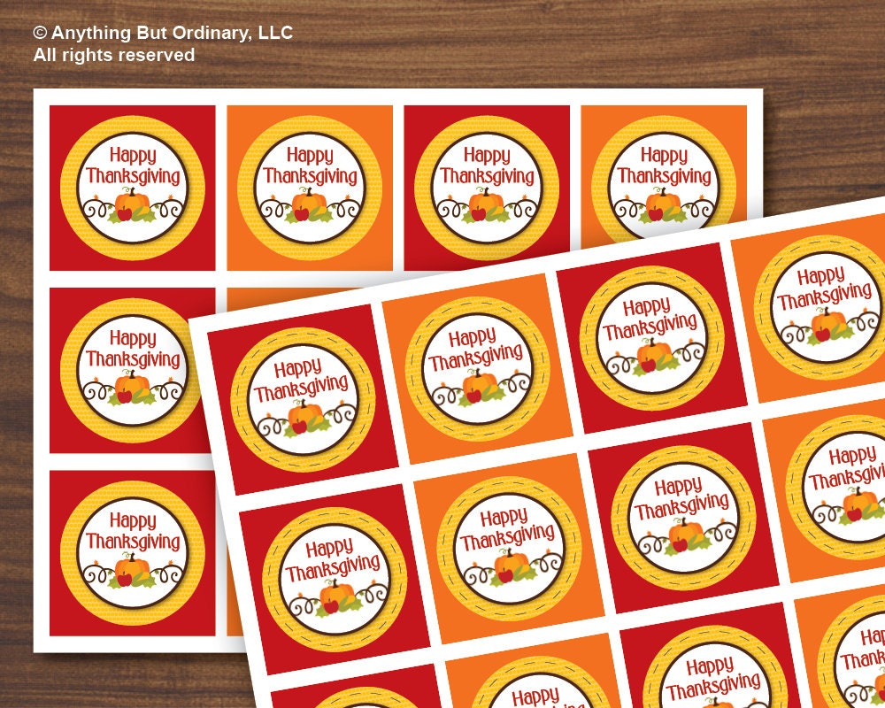 Happy Thanksgiving Gift Tags, DIY Editable Thanksgiving Circle Labels ...