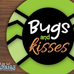 Bugs and Kisses Favor Tags, Halloween Circle Labels, INSTANT DOWNLOAD ...