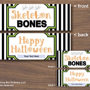Skeleton Bones Halloween Bagtoppers, Editable Treat Bag Labels, INSTANT ...