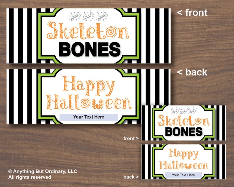 Skeleton Bones Halloween Bagtoppers, Editable Treat Bag Labels, INSTANT ...