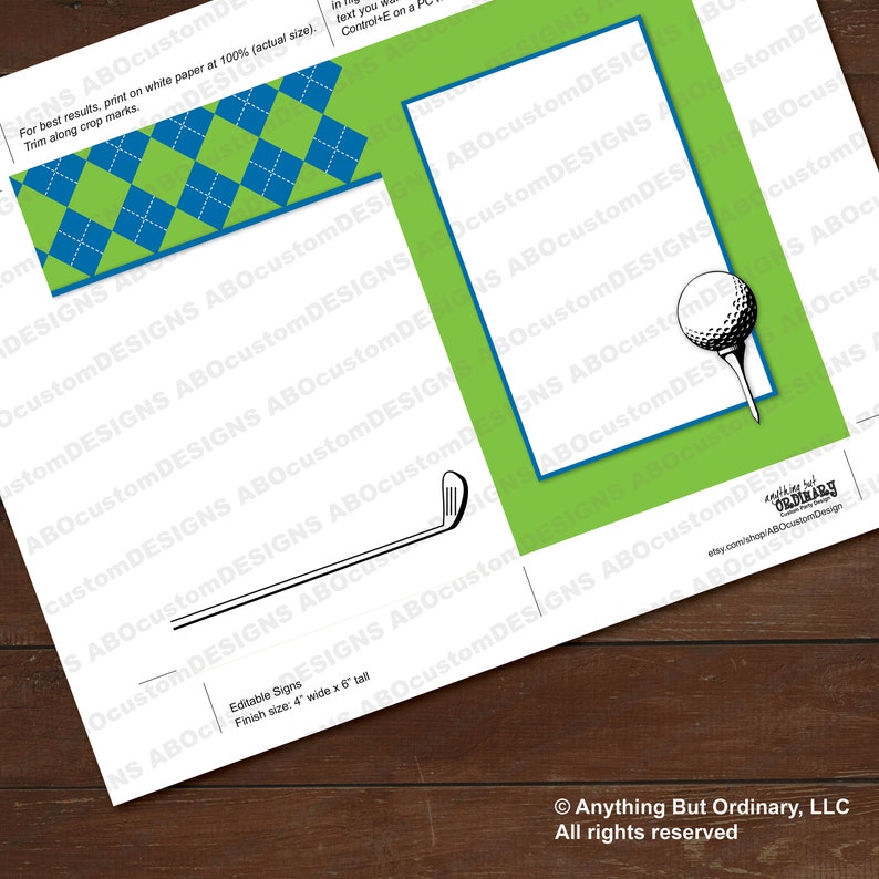 EDITABLE Golf Party Sign Templates | Printable Partee 4" X 6" Vertical ...