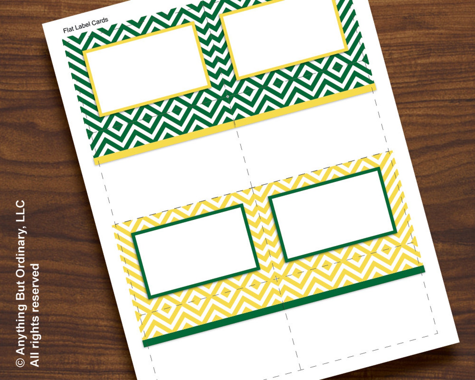 Green and Yellow Printable Label Cards Editable Chevron Party - Etsy