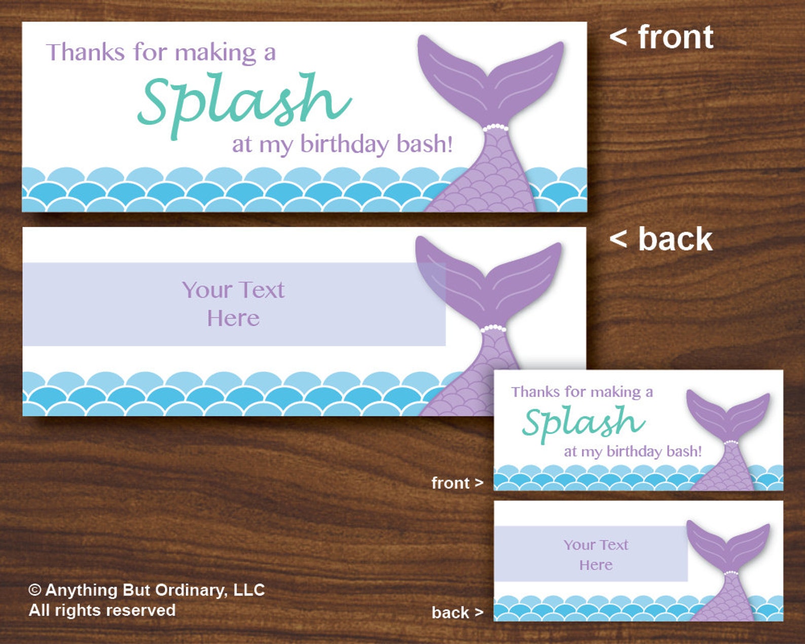 Mermaid Birthday Bag Toppers DIY Editable Treat Bag Labels - Etsy