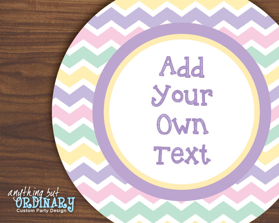 Custom Easter Tags/editable Pastel Chevron Circle Tags in Lavender ...
