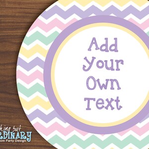 Custom Easter Tags/editable Pastel Chevron Circle Tags in Lavender ...