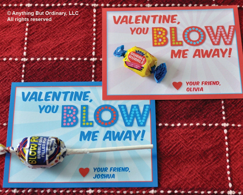Printable Bubbles Valentine Blow Me Away Valentine Cards | Etsy