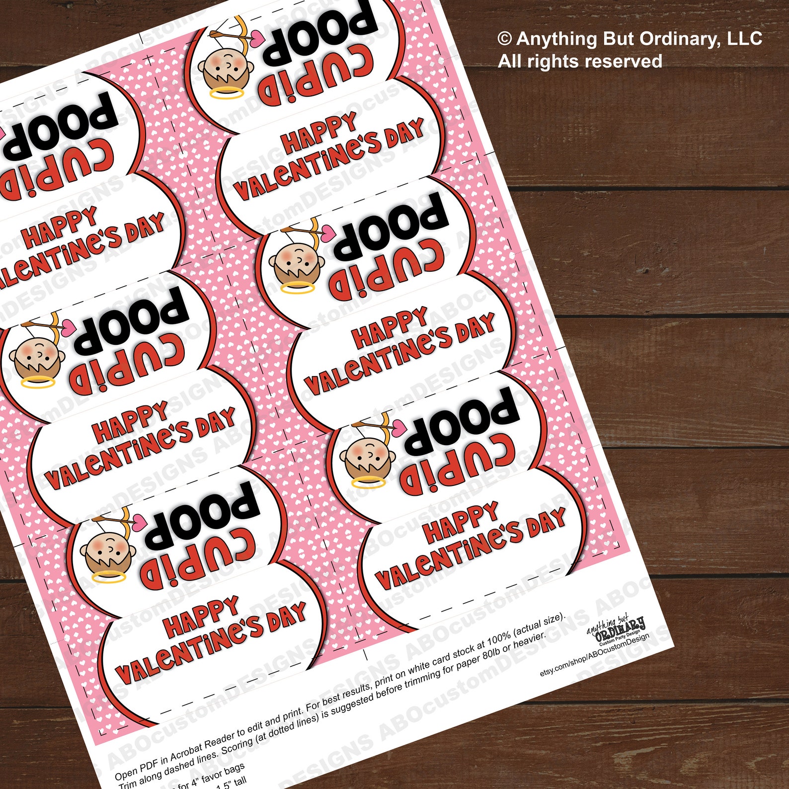 Printable Cupid Poop Bag Toppers Valentine Treat Bag Labels | Etsy