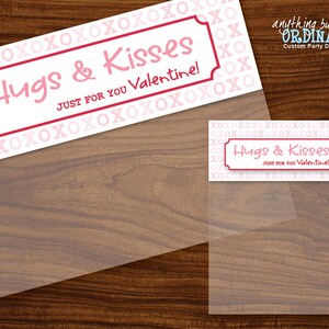 Valentine Bag Toppers, Hugs and Kisses, DIY Treat Bag Editable Labels ...