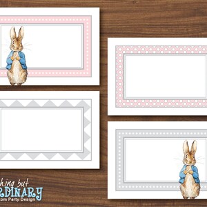 DIY Peter Rabbit Gray and Pink Editable Table Tents, INSTANT DOWNLOAD ...