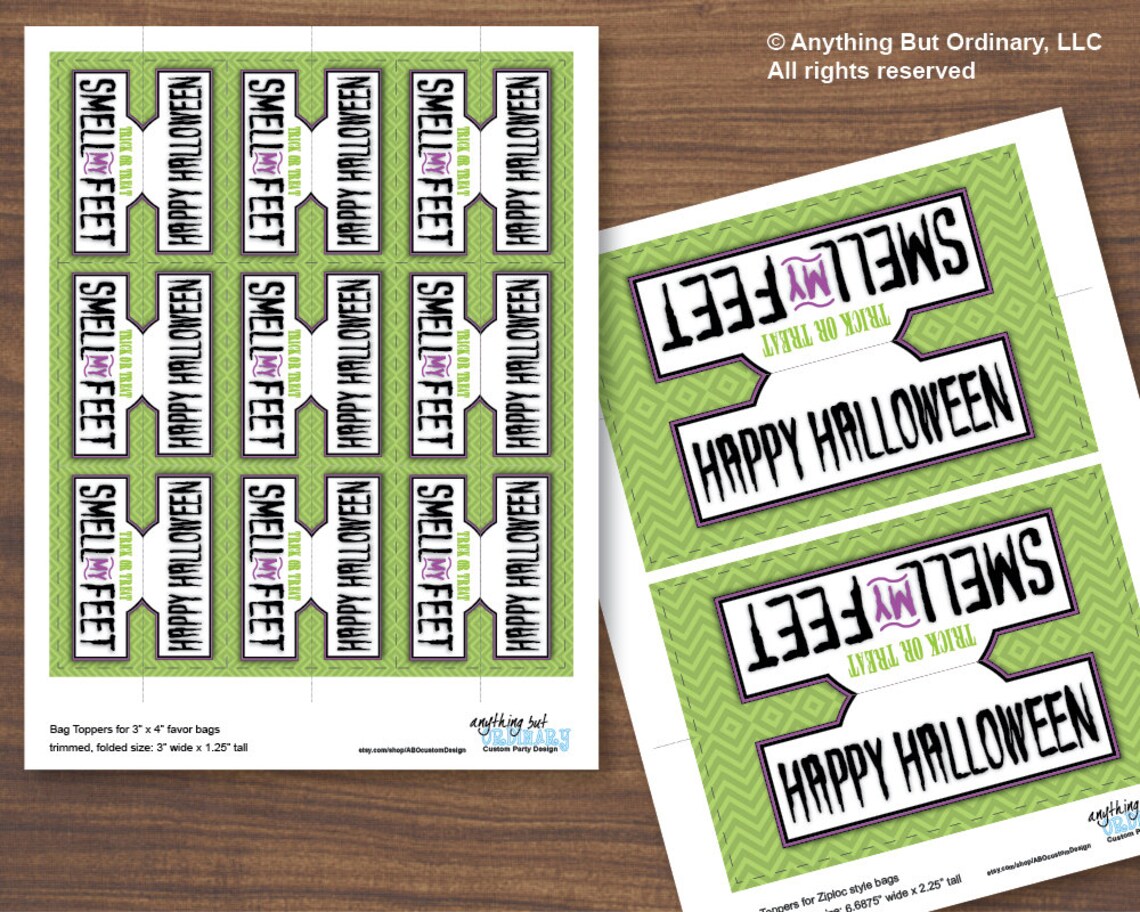 Editable Halloween Treat Bag Labels Smell My Feet Bagtoppers | Etsy