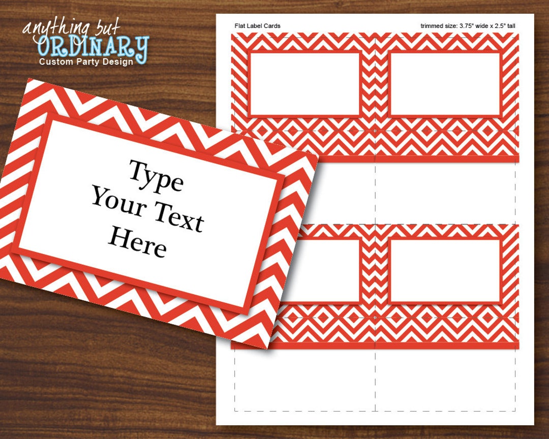 Red and White Label Cards, Editable Chevron Favor Tags, INSTANT ...