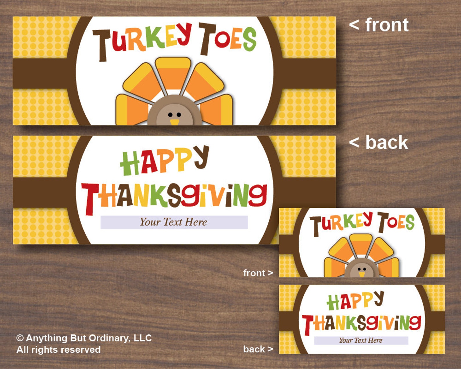 Turkey Toes DIY Thanksgiving Bag Toppers Editable Treat Bag - Etsy