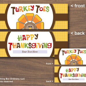 Turkey Toes, DIY Thanksgiving Bag Toppers, Editable Treat Bag Labels ...