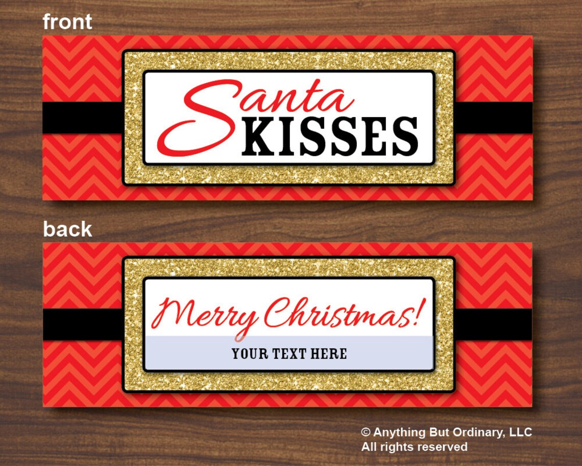 Santa Kisses Bag Toppers DIY Christmas Treat Bag Editable - Etsy