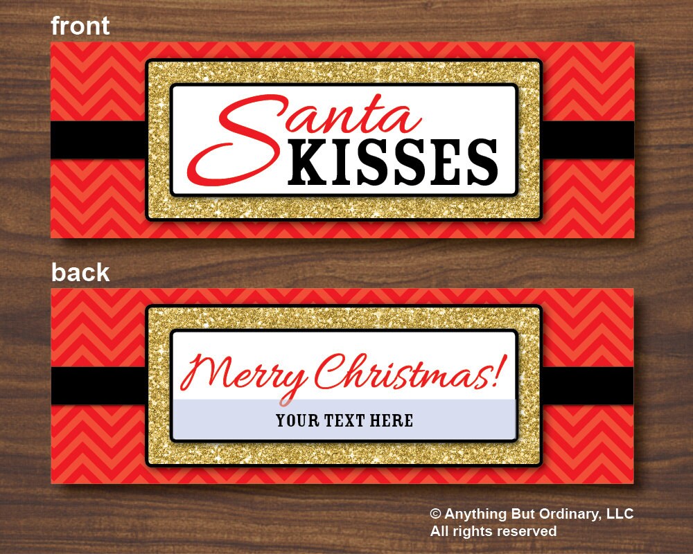 Santa Kisses Bag Toppers DIY Christmas Treat Bag Editable | Etsy